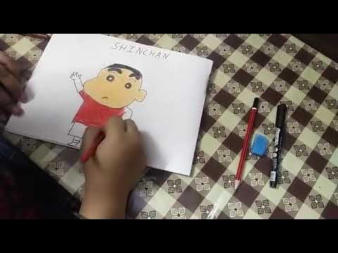 part 3 draw classic Shin-chan with pencil and plastic crayons - YouTube