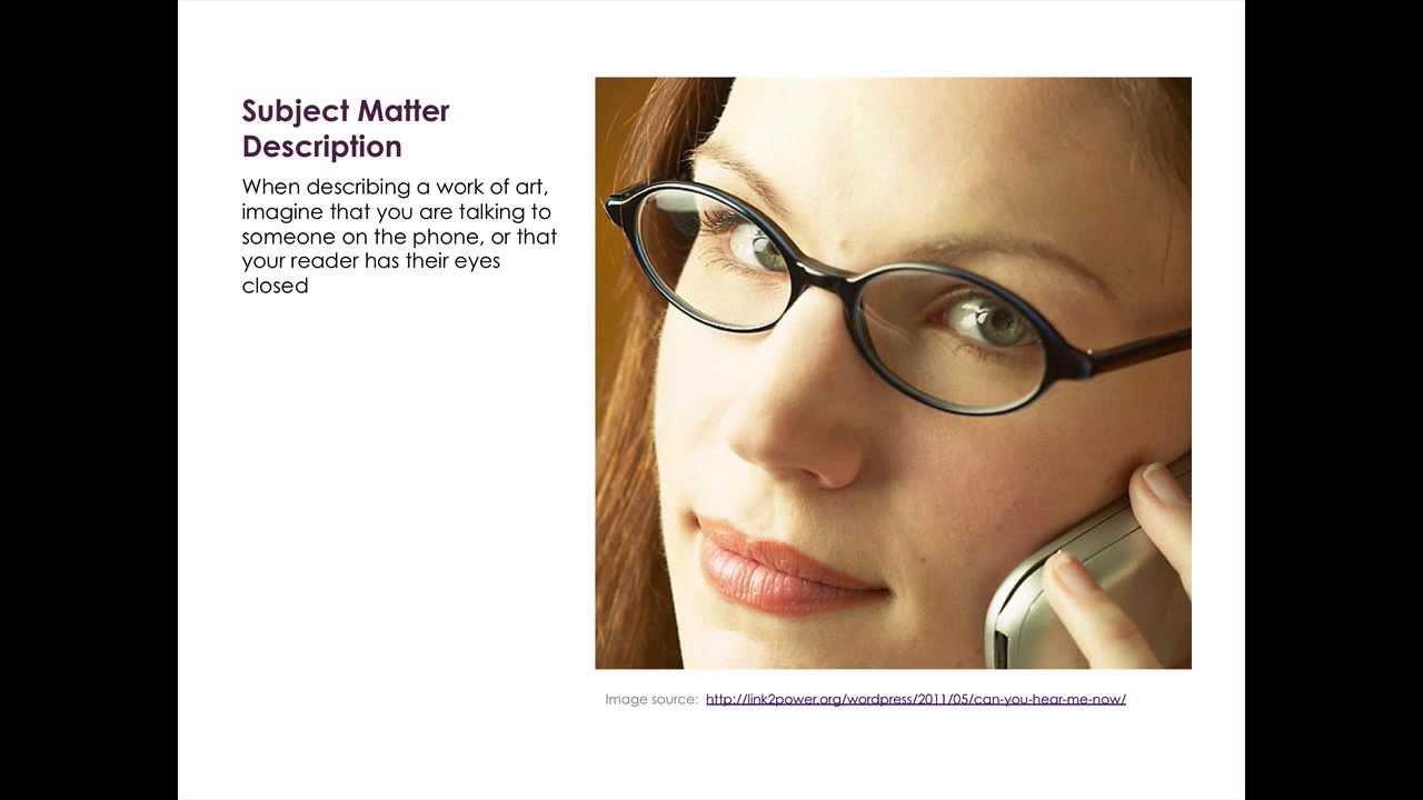 The Skill of Describing: Subject Matter Description - YouTube
