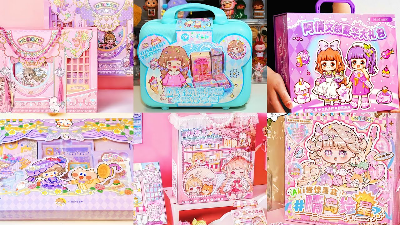 Unbox kawaii stickers stationery box set🎁ASMR unboxing stickers journal ...