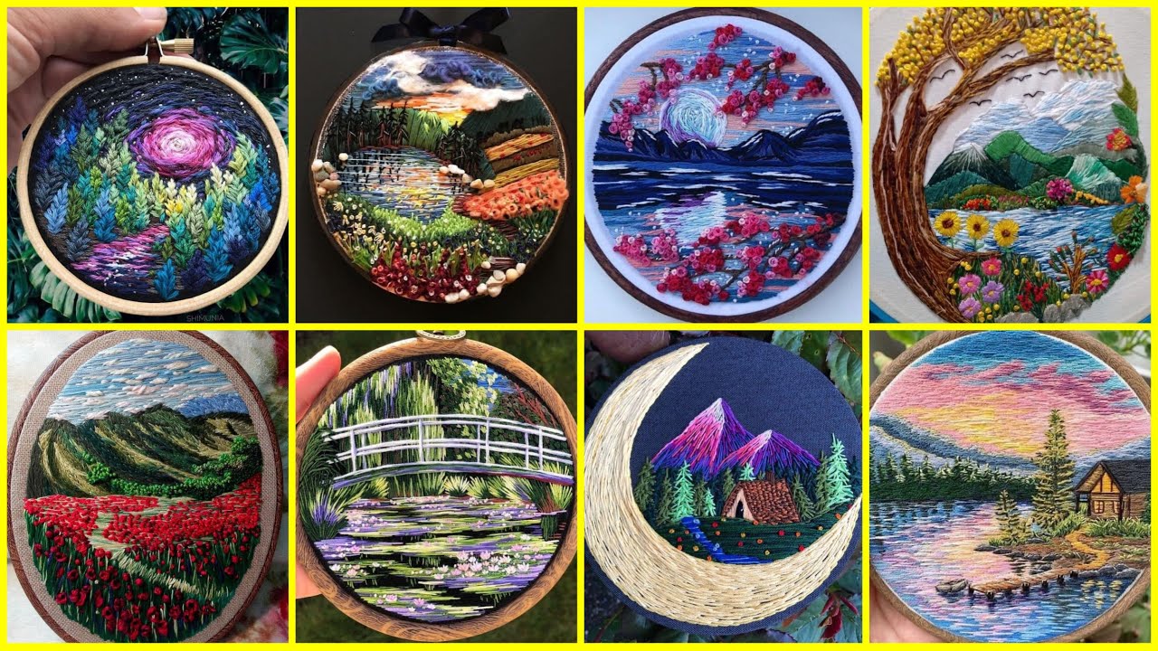 Landscape embroidery / nature embroidery designs / diy hand embroidery ...