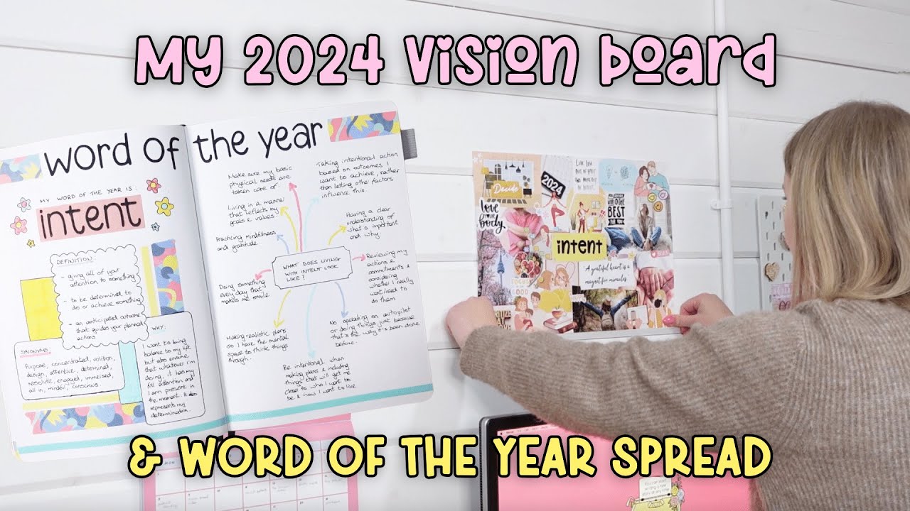 Creating my 2024 vision board and word of the year bullet journal ...