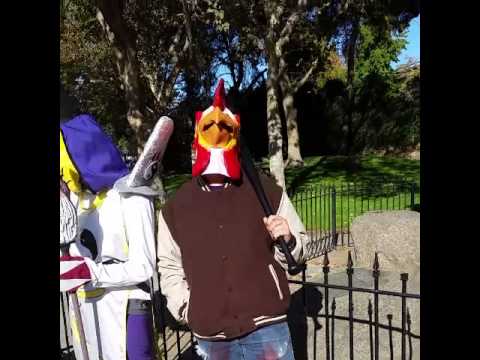Kingchessmon and Taomon with Hotline Miami cosplay - YouTube