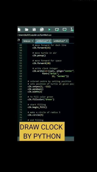 Draw Clock⏰ By Python Turtle 🐢program Youtubeshots Coding Py Youtube