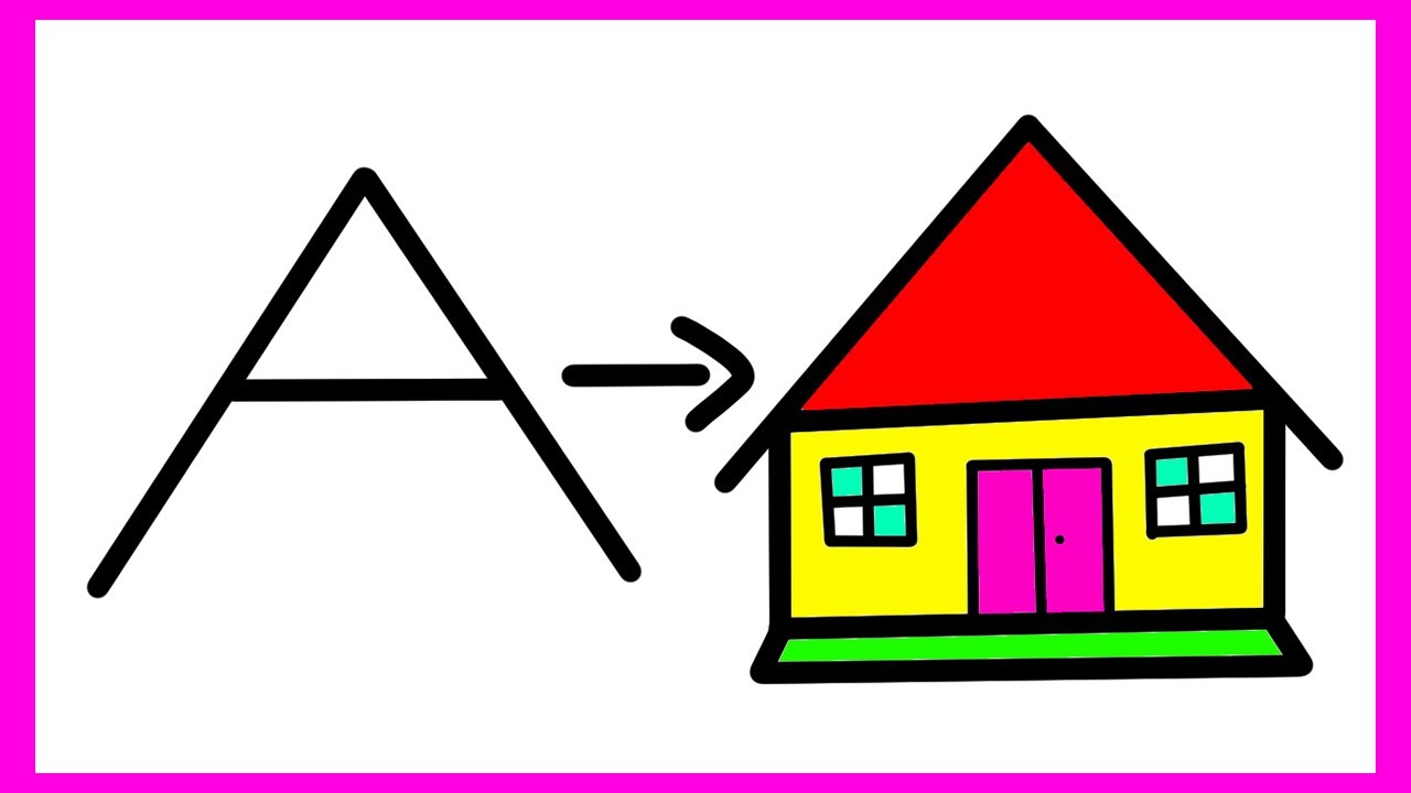 How to draw a HOUSE using letter "A"| Easy alphabet drawing| HOUSE ...