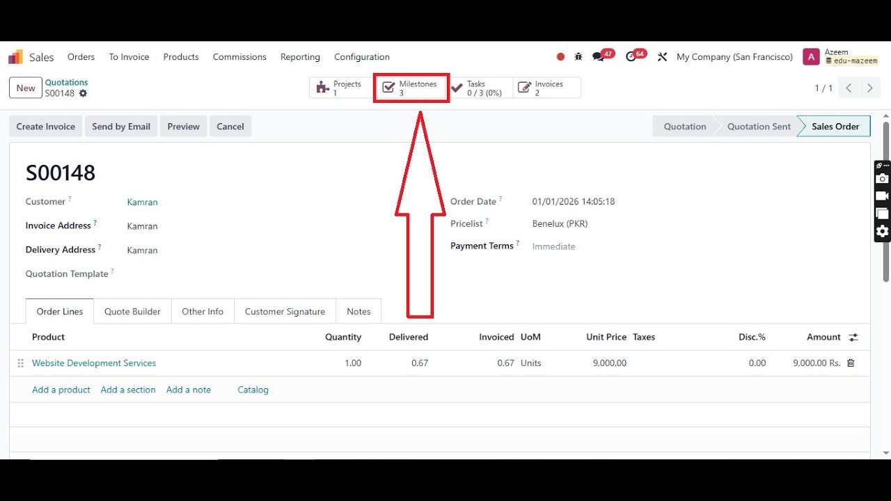 How to Create Milestone Based Invoices in Odoo. Step by Step Service ...