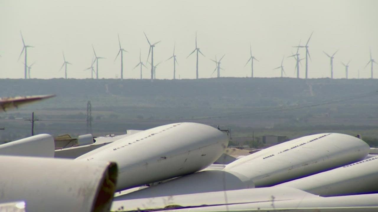 Wind turbines create energy, and a challenge of unintended waste - YouTube