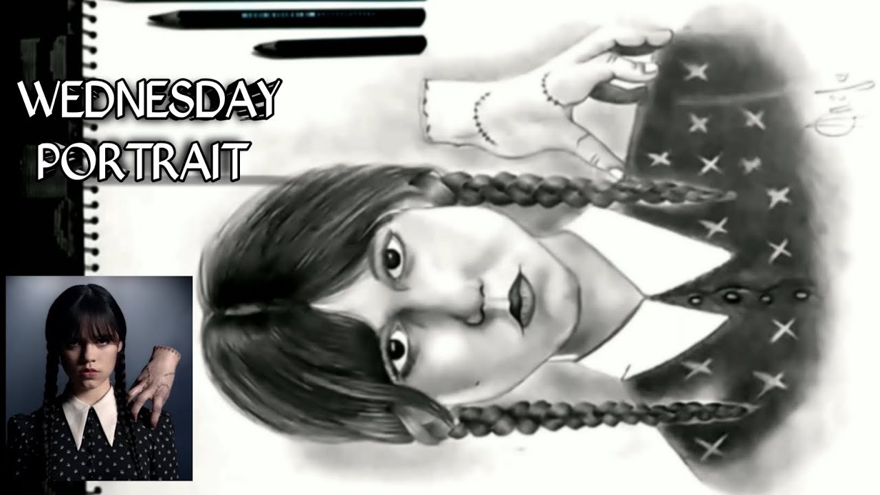 WEDNESDAY ADAM PORTRAIT DRAWING 😄🖌️ ️ TUTORIAL STEP BY STEP BY ATIF ...