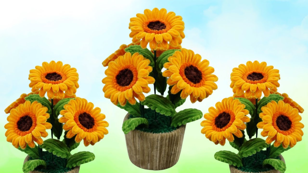 🌻 DIY Mini Sunflower Pot with Pipe Cleaners – SUPER EASY Tutorial ...