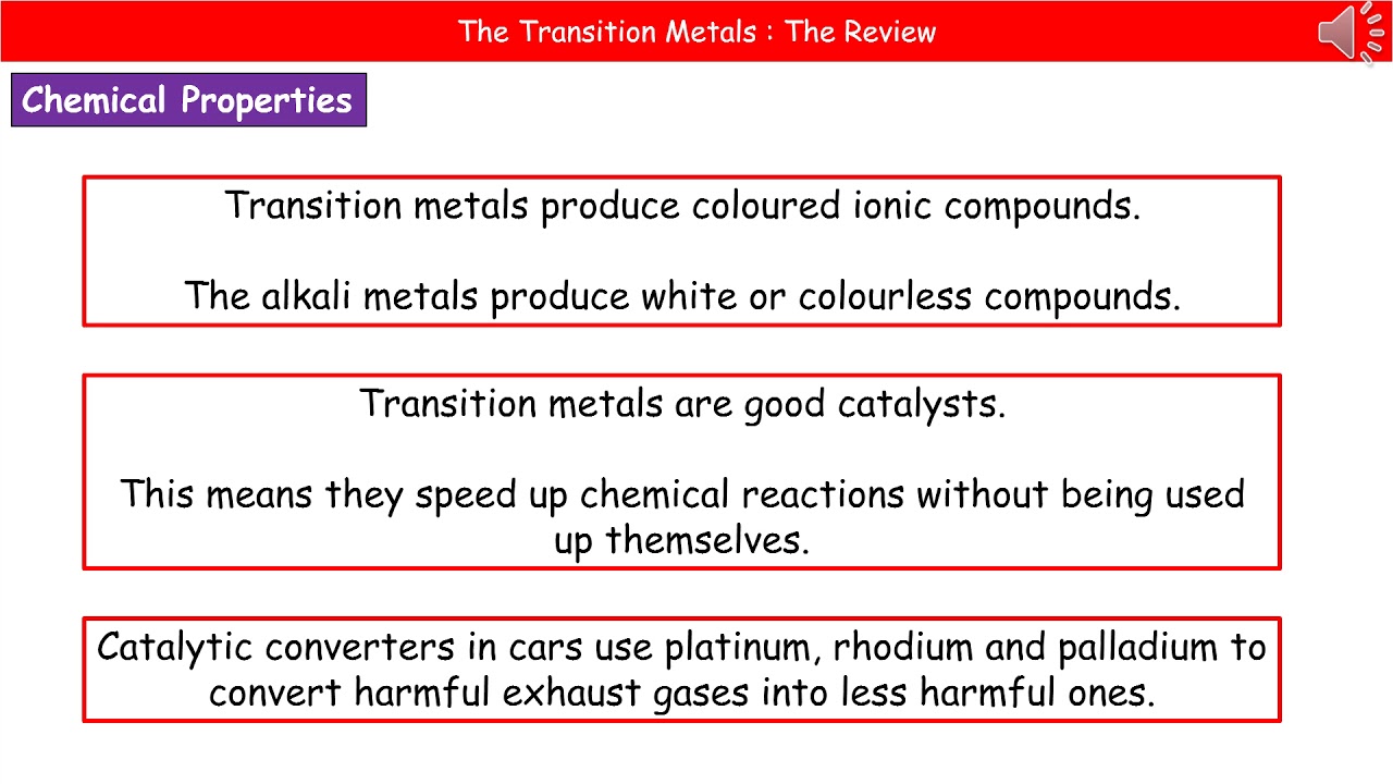 OCR Gateway A C4.1.5 - The Transition Metals Summary - YouTube