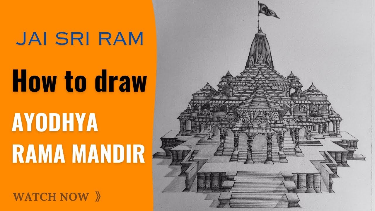 How to draw Ayodhya ram mandir || Ram mandir drawing || Ram mandir art ...