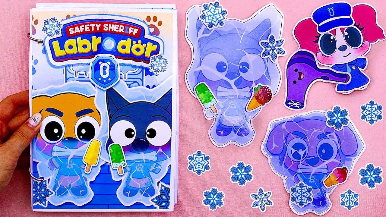 🔥 Rescue frozen Labrador and Dobie Paper DIY 💖 Make Quiet Book Sheriff ...
