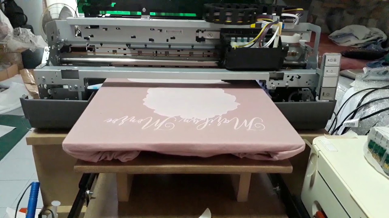 MY DIY DTG epson1390 first print test - YouTube