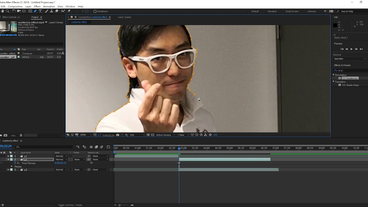 After effect 2018 - Scatterize effect /粉碎效果 - YouTube