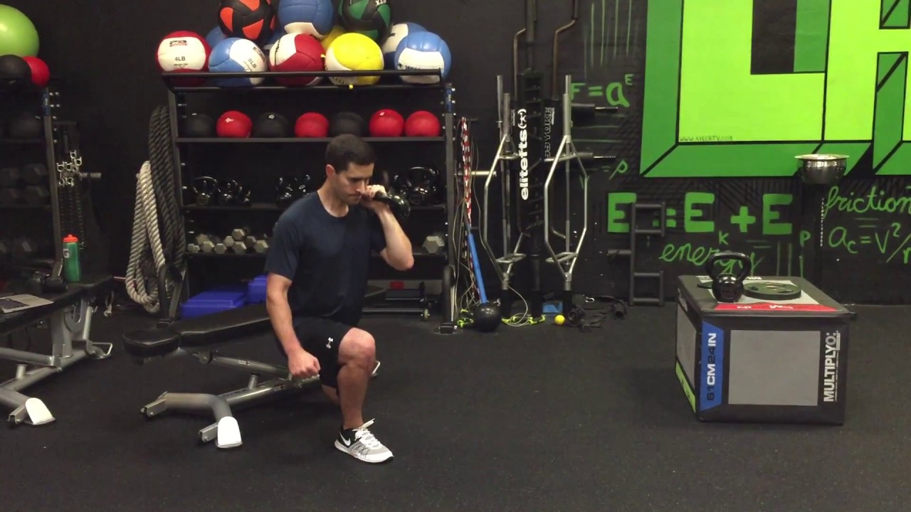 Offset Kettlebell Racked Position Rear Foot Elevated Split Squat - YouTube