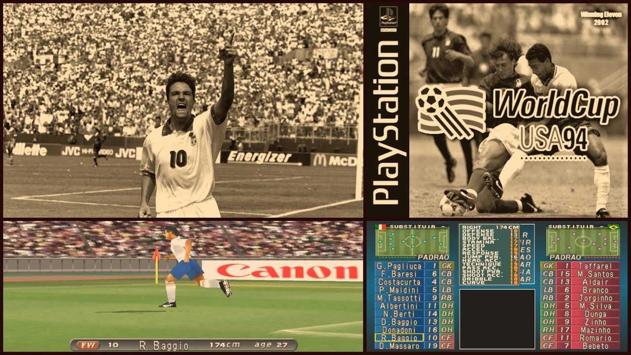 ⚽️PS1 Winning Eleven World Cup USA 1994🏆 - ITALY 94 vs BRAZIL 94 ...