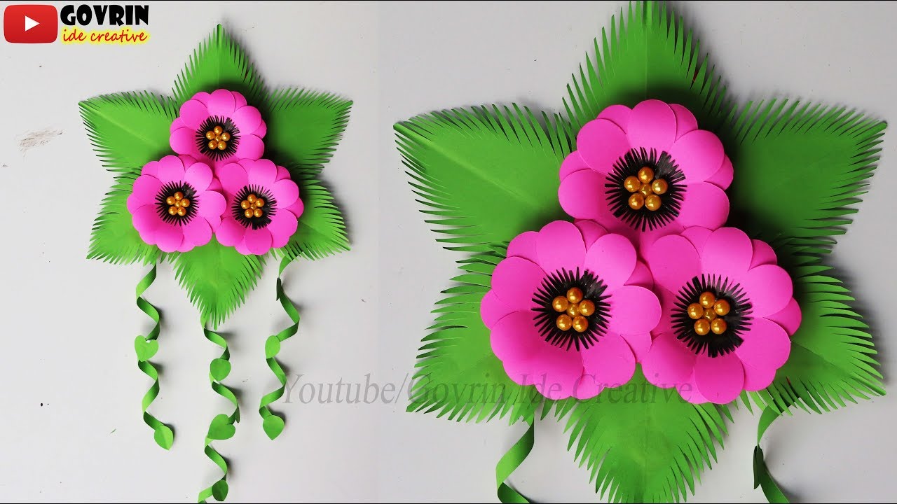 DIY Beautiful Wall Hanging | Hiasan Dinding dari Kertas | Bunga Hias ...