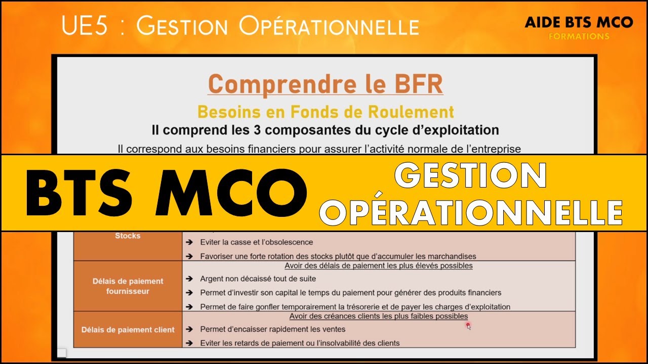 AIDE BTS MCO | Qu'est-ce le BFR ? Besoins en Fonds de Roulement | U5 ...