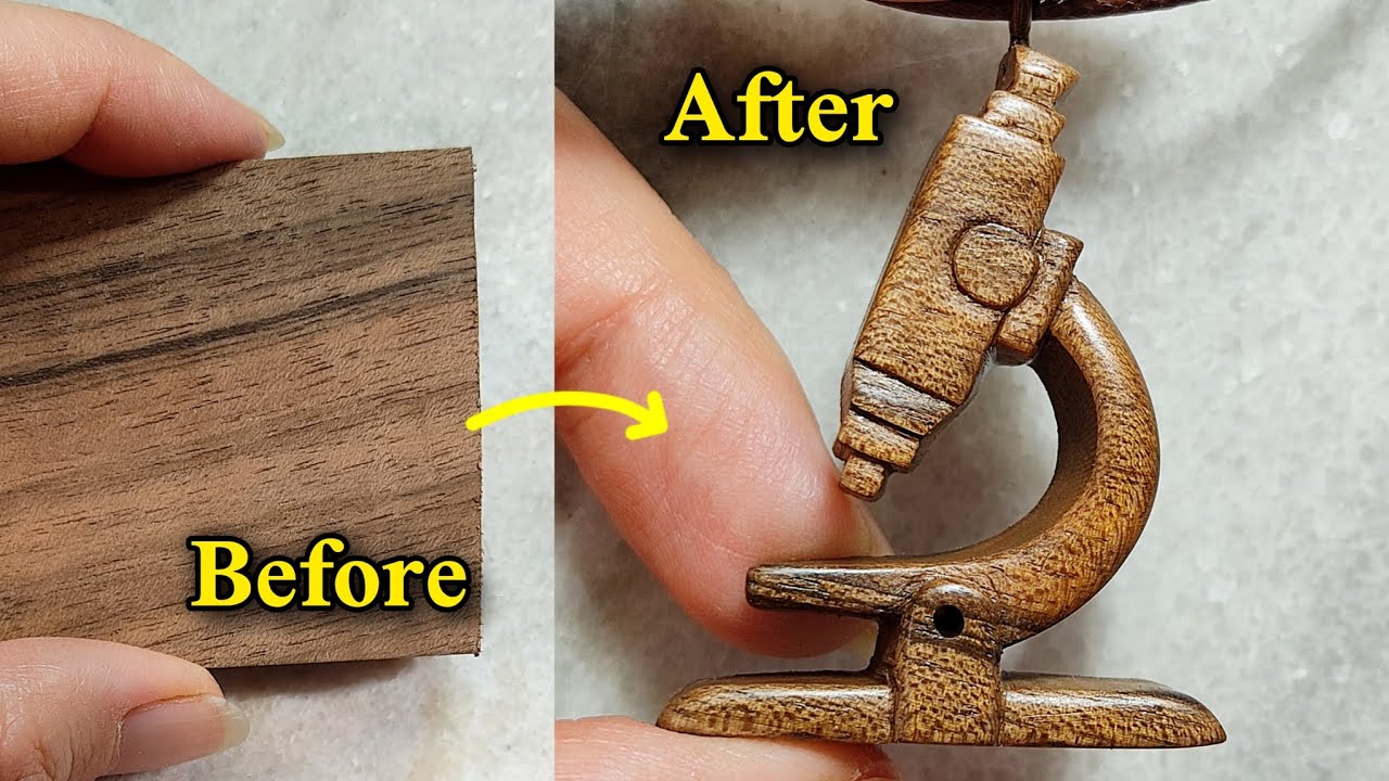 Carving a Mini Microscope Pendant | Wood Carving for Beginners 🔬🪵 - YouTube