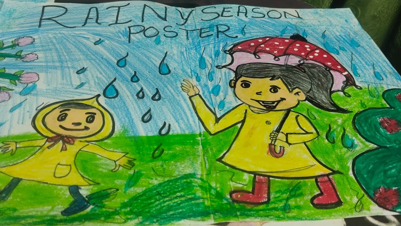 rainy season poster #art and craft by sara $#yt shorts - YouTube
