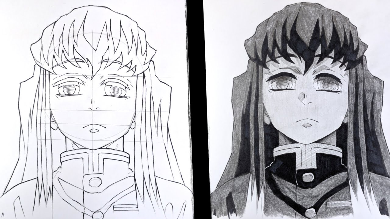 Tutorial Draw Hashira Muichiro Tokito step by step // Demonslayer - YouTube