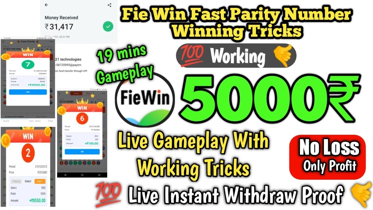 Fiewin Fast Parity Number Prediction With Live Gameplay💯Working Proof ...