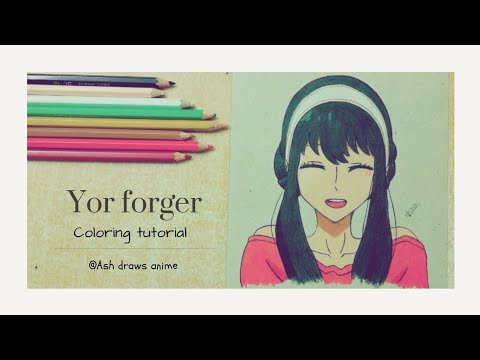 Yor forger | coloring tutorial | easy | For beginners - YouTube