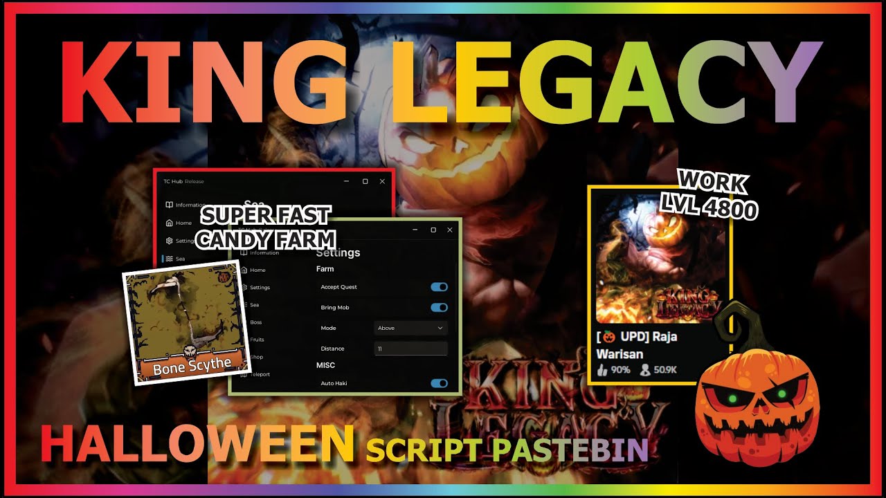 KING LEGACY Script Pastebin 2024 UPDATE 7 HALLOWEEN AUTO FARM CANDY ...