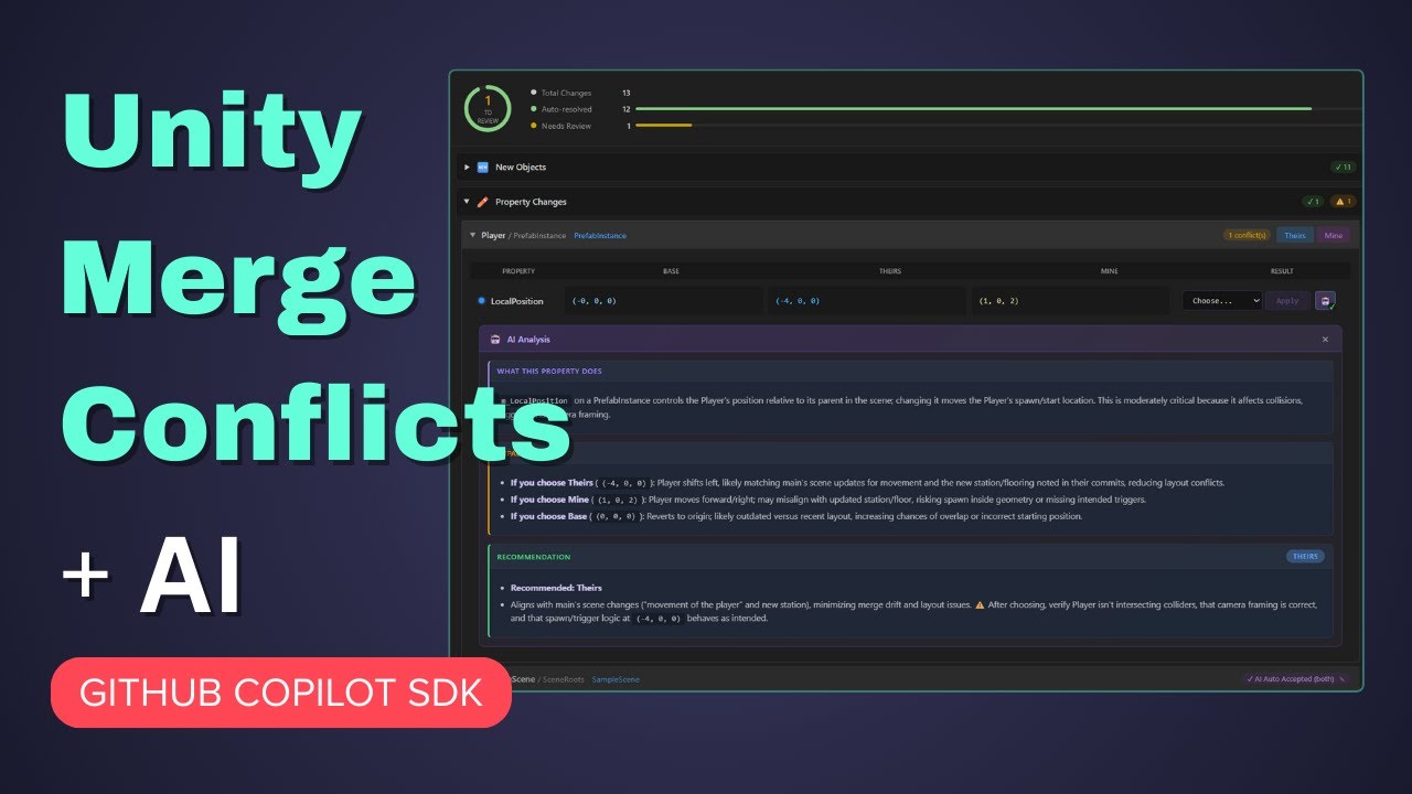 GitHub Copilot SDK Demo: Resolving Unity Merge Conflicts with AI - YouTube