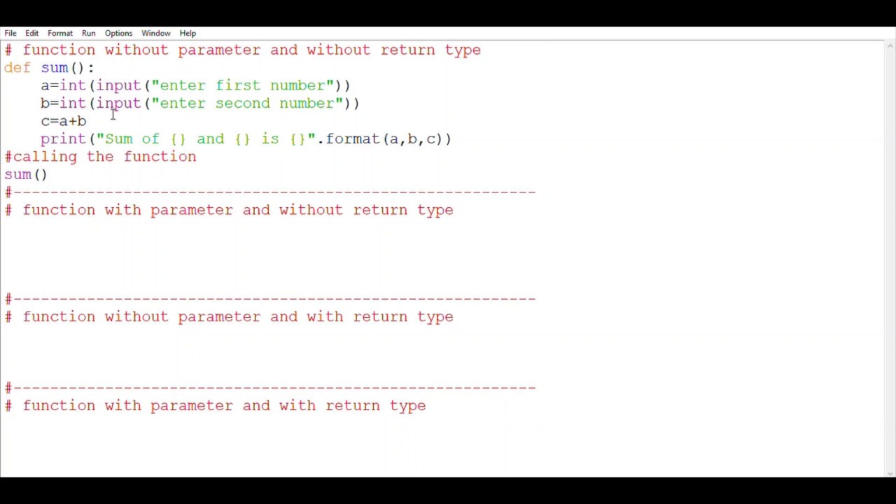 Python Function 2 Types Of Functions Withwithout Parameterreturn 7071