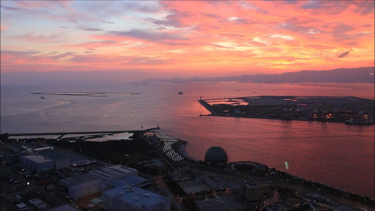 さきしまコスモタワー展望台からの眺望と夕景 Sakishima COSMO TOWER Observation Deck, Osaka ...