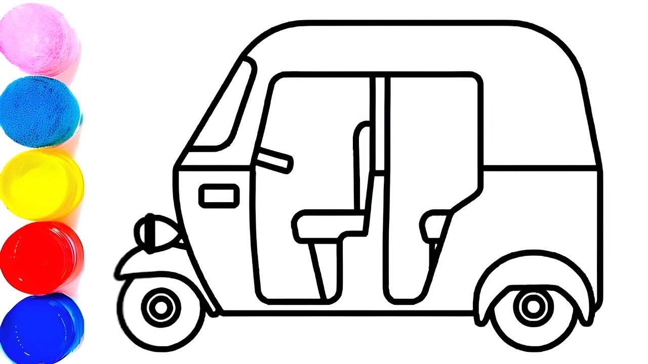 How to draw a auto rickshaw step by step || auto rickshaw drawing easy ...