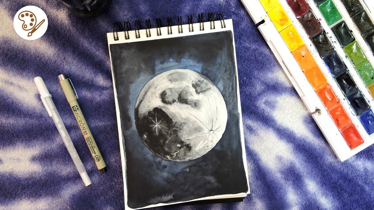 COMO PINTAR LA LUNA CON ACUARELAS | WATERCOLOR MOON SPEED PAINTING ...