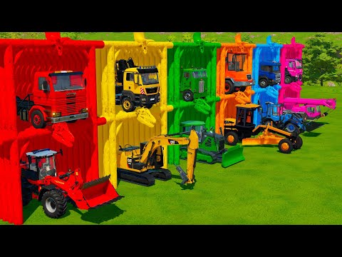 TRANSPORTING WHEEL LOADER, EXCAVATOR, BULLDOZER, CRANE & GRADER WITH TRUCKS! Farming Simulator 22