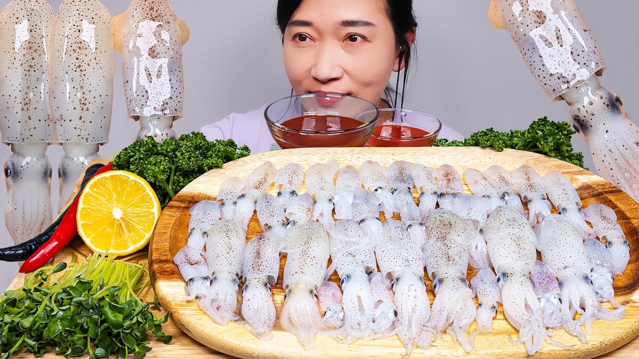 꼴뚜기회 리얼사운드 먹방 RAW BABY SQUID ASMR MUKBANG EATING SOUNDS NO TALKING ...