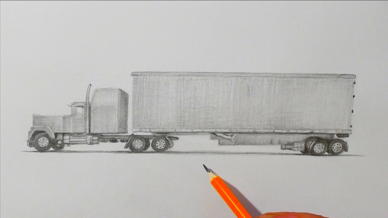 How to Draw a Truck / 18 Wheeler || Pencil Drawing - YouTube