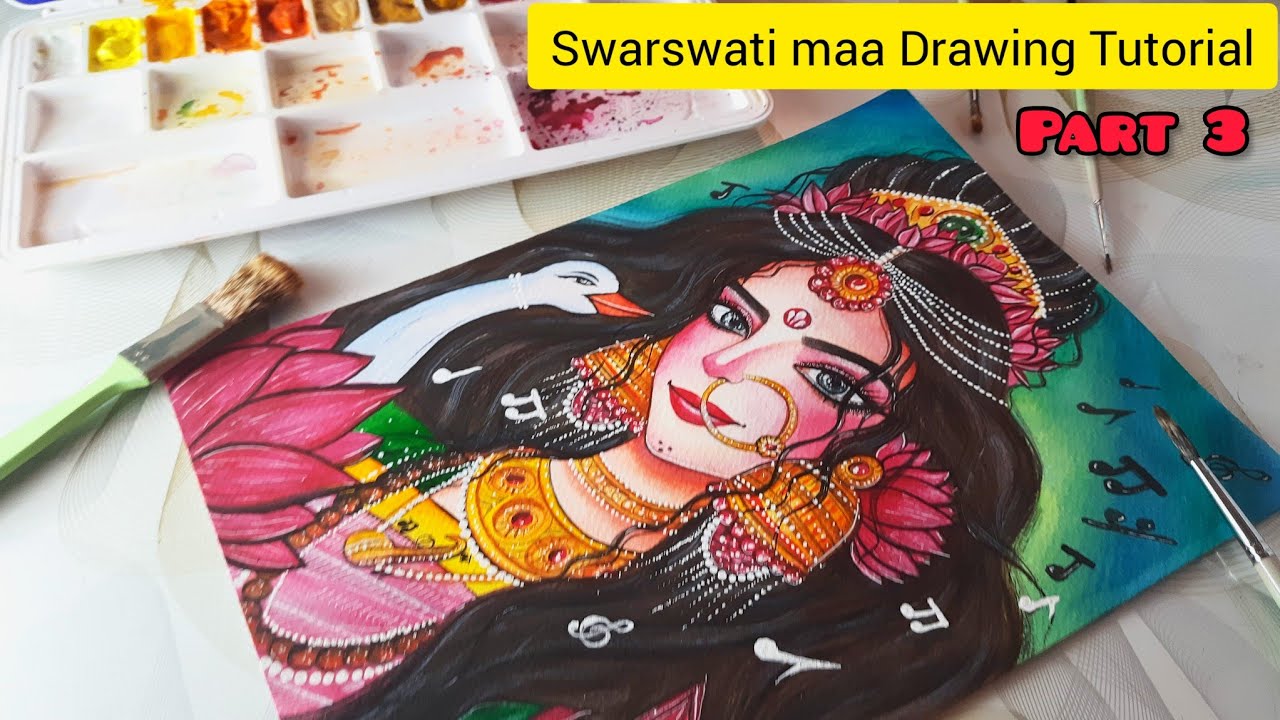 Easy Swarswati maa Drawing for beginners| Part : 3 | Maa Swarswati ...