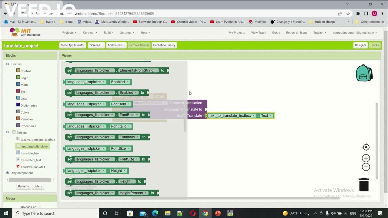 Yandex Translation 1 in App Inventor - YouTube