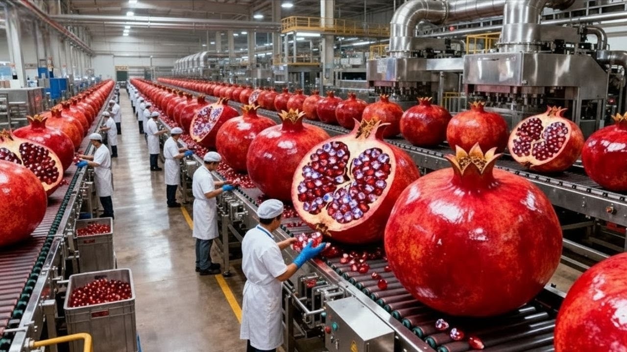 Inside a Massive Factory: Fresh Pomegranates Turned Into Premium Juice ...