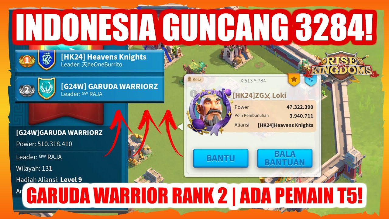 INDONESIA GUNCANG SERVER 3284! Garuda Warrior Peringkat 2, Ada Pemain T5! - YouTube