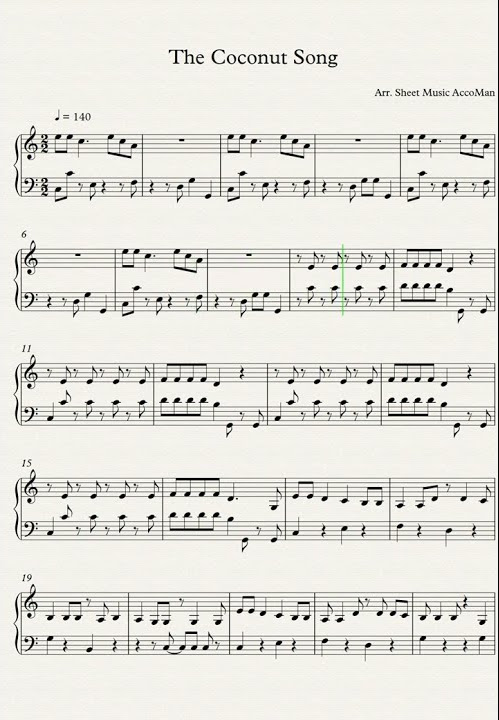 The Coconut Song Sheet Music - YouTube