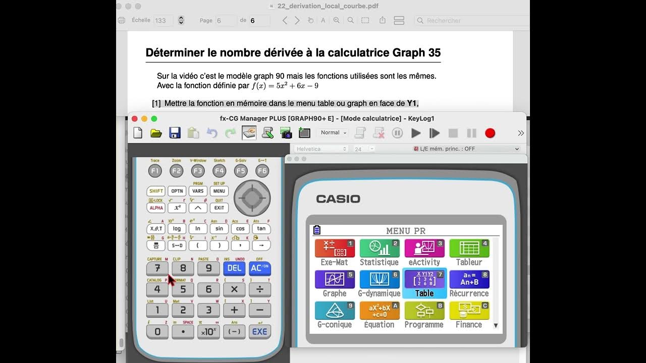 Déterminer un nombre dérivé avec une calculatrice Casio - YouTube