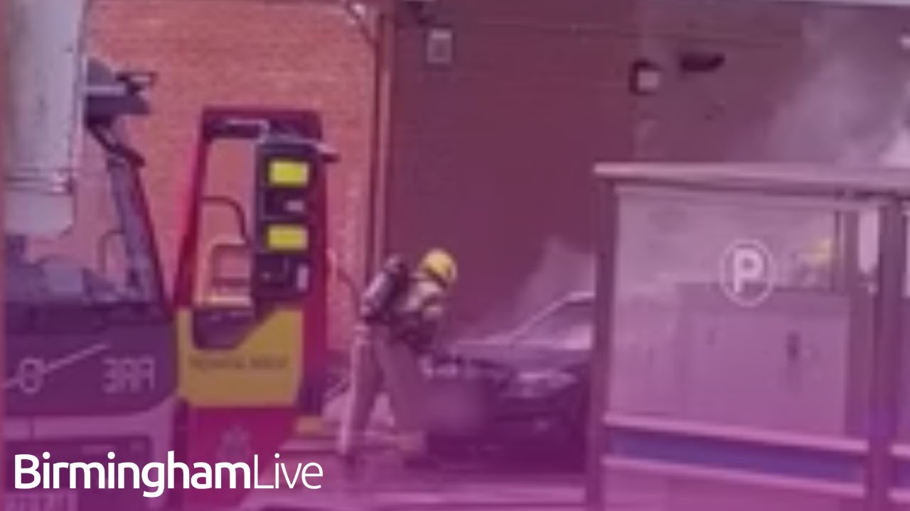 The moment a BMW caught fire at a hospital in Birmingham - YouTube