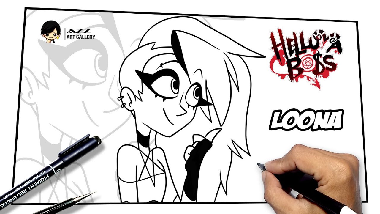 How to draw Loona Human Form Helluva Boss - YouTube