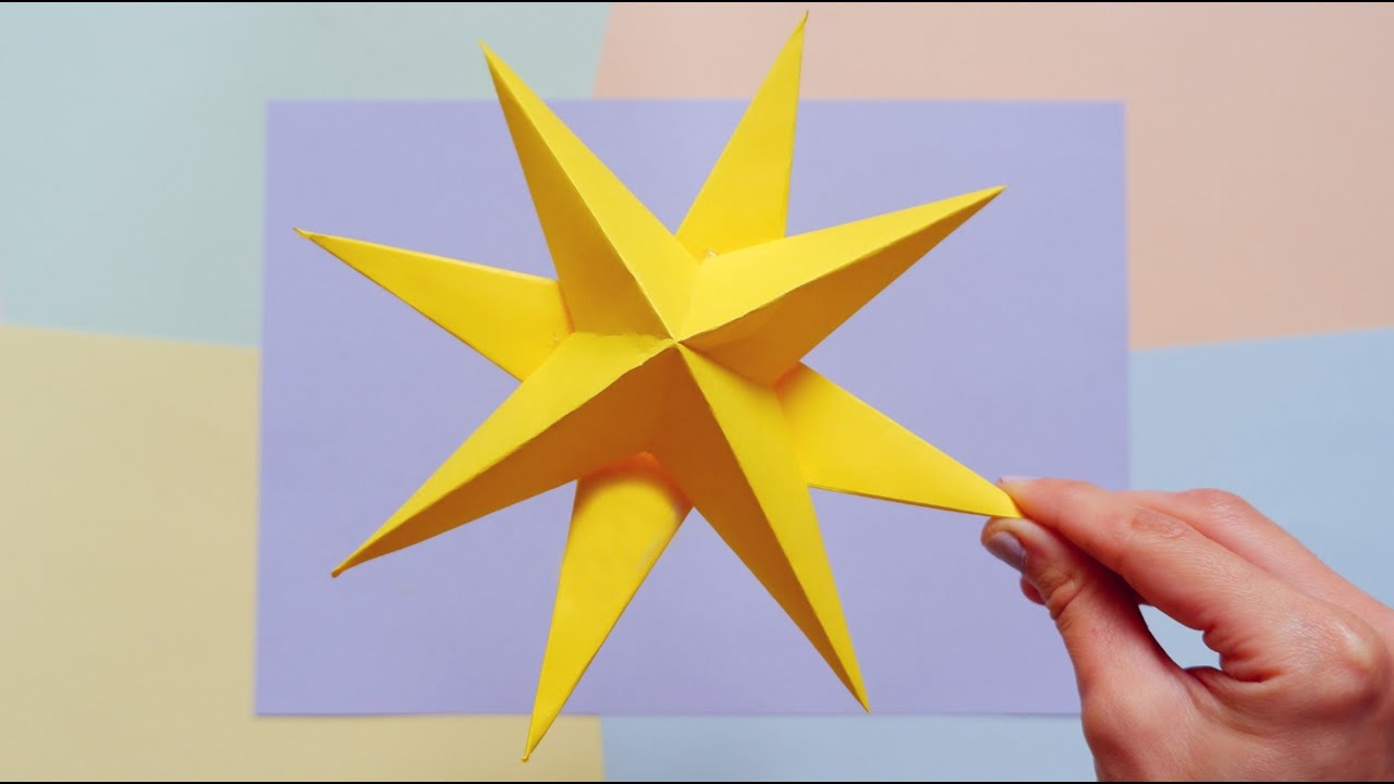 How to fold a 3D paper star | DIY 8-Pointed Paper Star | Origami star ...