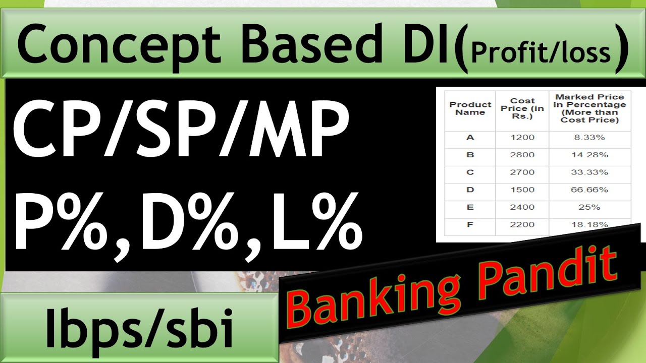 Di based on Profit/Loss/Discount/CP/SP/MP Concept for SBI/IBPS PO ...