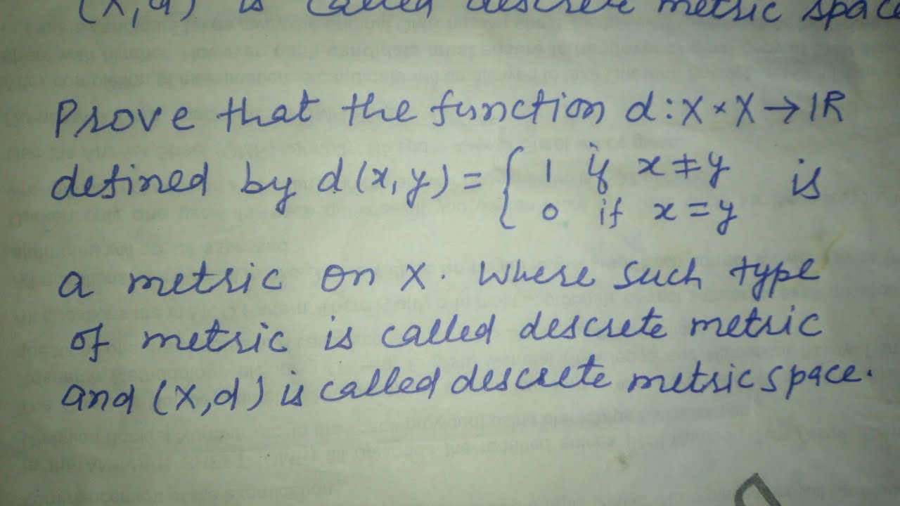Metric Space || Discrete Metric Space || Trivial Metric || Proof - YouTube