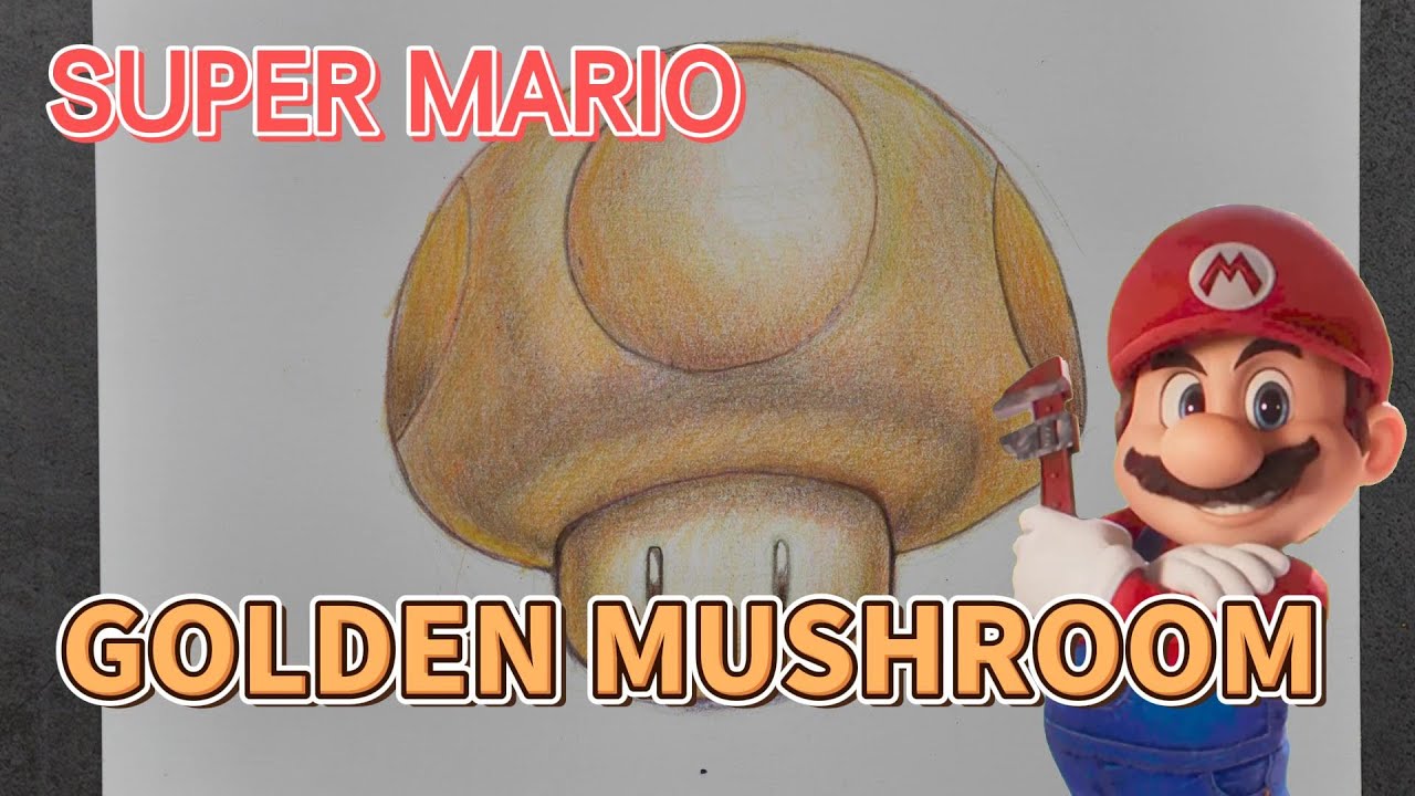 Golden Glow Up! Draw a Mario Mushroom with Color Pencils - YouTube