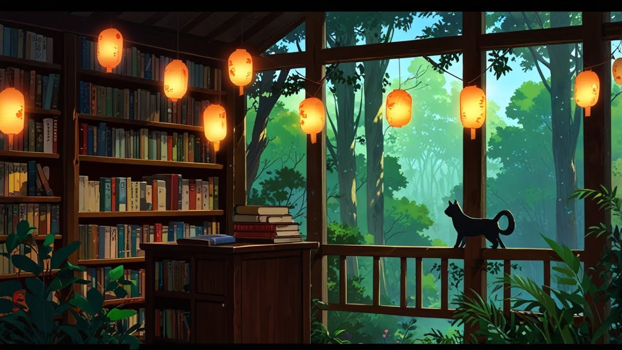 Cozy Library Vibes 📚 | Chill Lo-fi in a Forest Hideout - YouTube