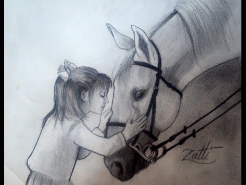 DESENHANDO UMA MENINA E UM CAVALO