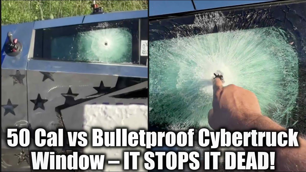 50 Cal vs Bulletproof Cybertruck Window – IT STOPS IT DEAD! - YouTube